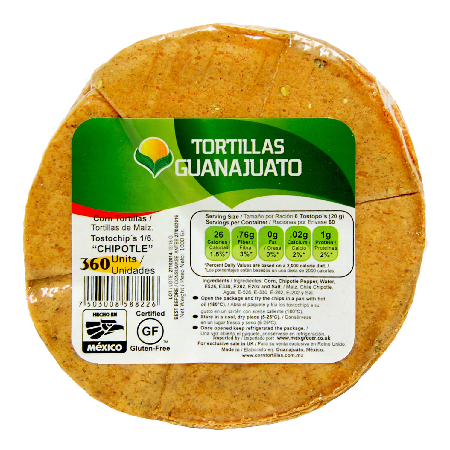 Pre Cut Chipotle Corn Tortillas for Frying 15cm 1kg | Buy now at ...